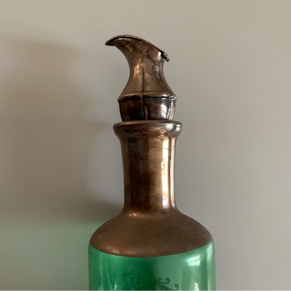 Vintage | Kitchen | Vintage Emerald Green Oil Bottle With Silver Base ...